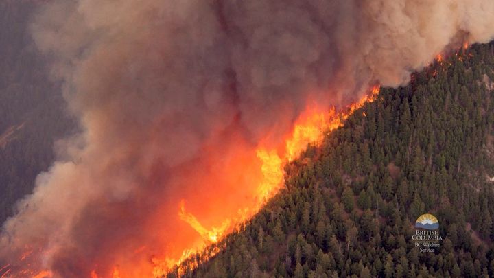 Massive flames as wildfire burns in Canada's British Columbia